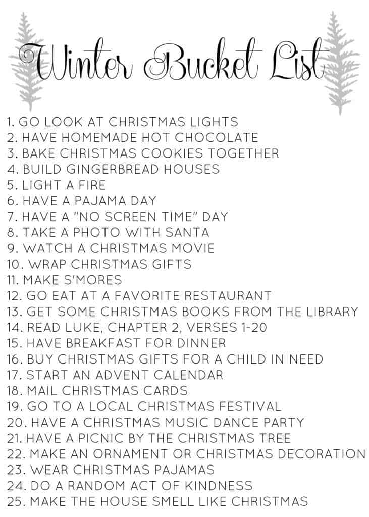 Printable Christmas Bucket List | Free Printable Calendar Printable Christmas Bucket List | Free Printable Calendar