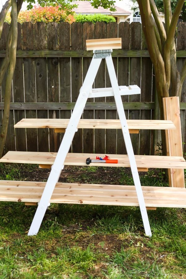 DIY Tiered Plant Stand From an Old Ladder - Love & Renovations