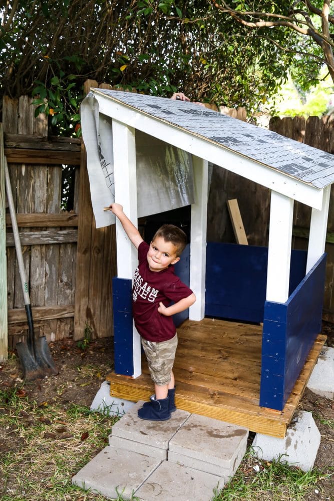 How to Shingle a Roof for a Backyard Playhouse - Love & Renovations